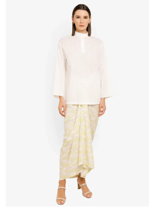 Zalia Mandarin Collar With Pareo Skirt Off White - L - Cream - L ...