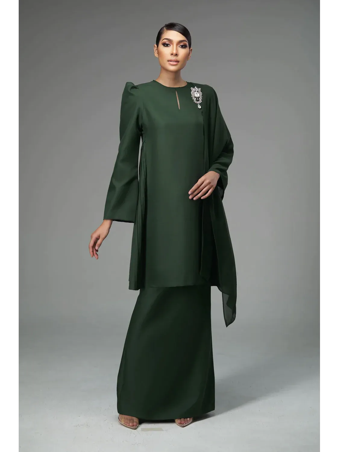 Rizman Ruzaini Sweet Baju Kurung Riau Pahang Emerald - L - Green | We ...