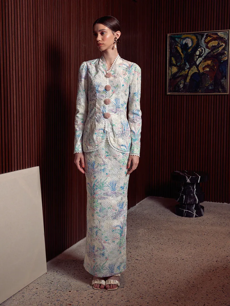 Innai Red Sierra Short Baju Kebaya in Blue - Blue - L | We Rent Fashion