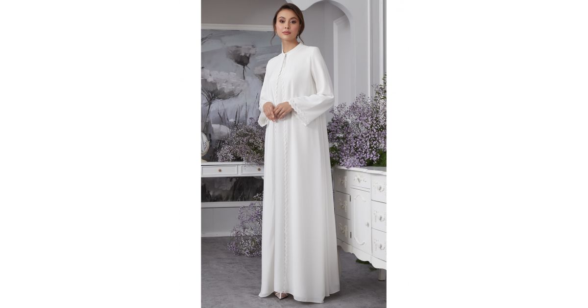 Wanzar Leanis Abaya Dress In White - White - XS | We Rent Fashion