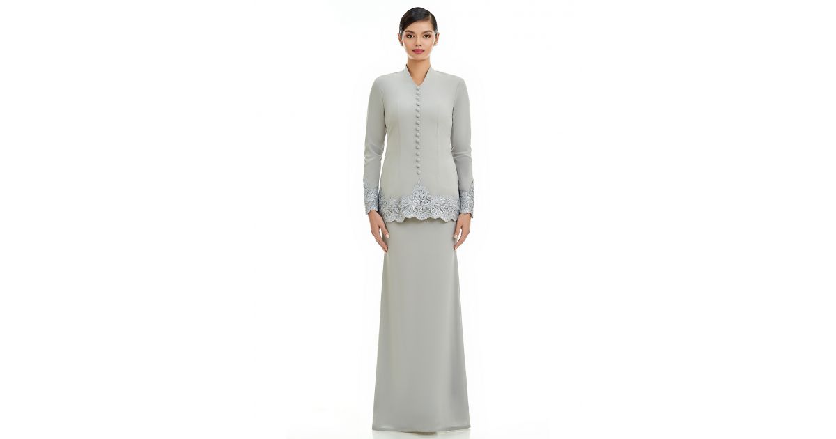 Wanzar Rhiona Baju Kurung In Ash Grey - Gray - XL | We Rent Fashion